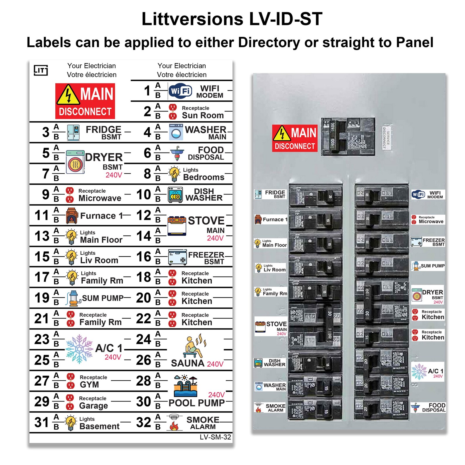Littversions 120/240 Pcs US Circuit Breaker Panel Directory Fuse ...