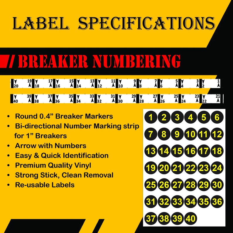 Littversions Premium 40 Circuits Bidirectional for 1" Breaker Directory ...