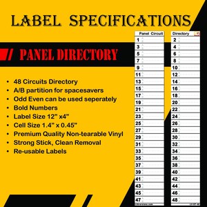 Littversions Ultimate 48 Circuits Bidirectional Breaker Directory Label ...