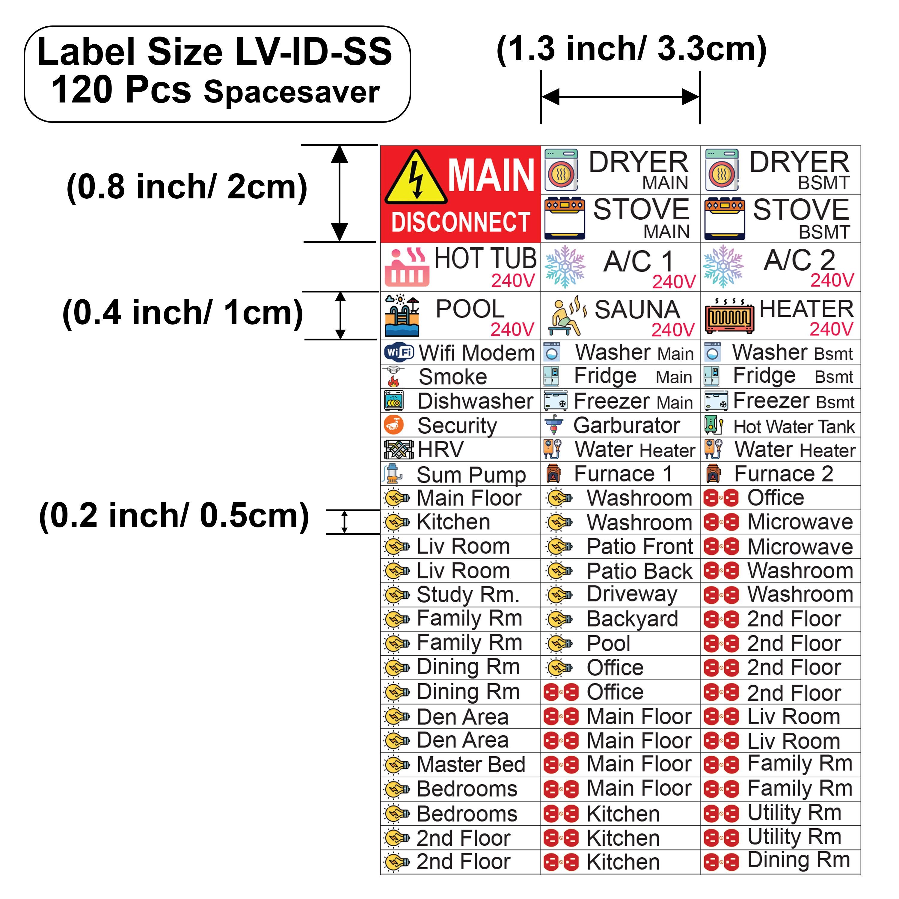 Littversions 120/240 Pcs US Circuit Breaker Panel Directory Fuse ...