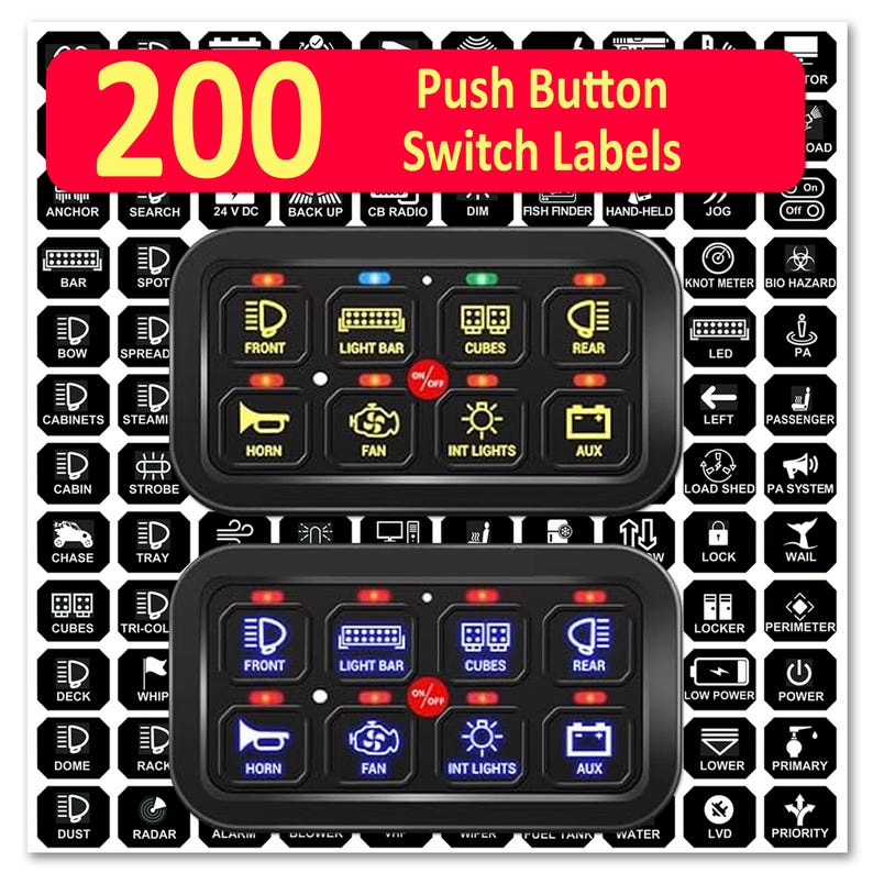 200 Pcs AC DC 6/8/12 Gang Switch Control Panel Stickers Labels Vinyl ...
