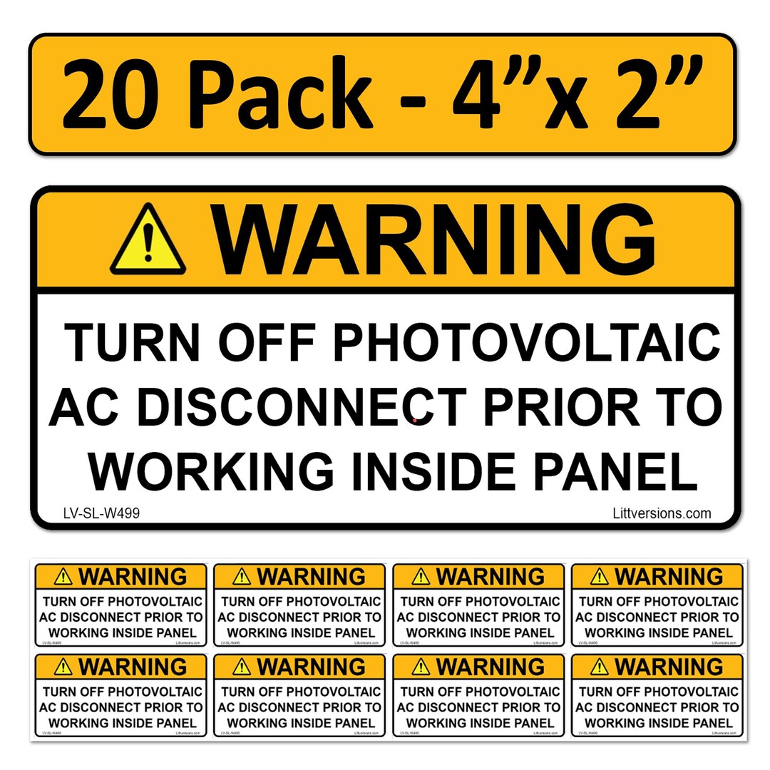 20 Pack 4.125"x 2" Solar NEC Compliant Outdoor Rated Laminated Warning ...