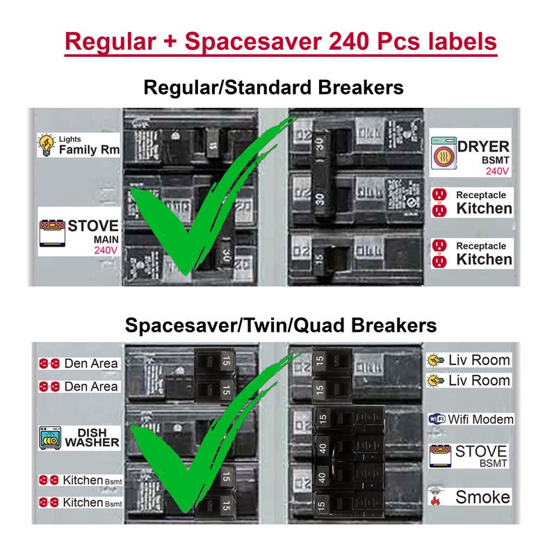 Littversions 120/240 Pcs US Circuit Breaker Panel Directory Fuse ...