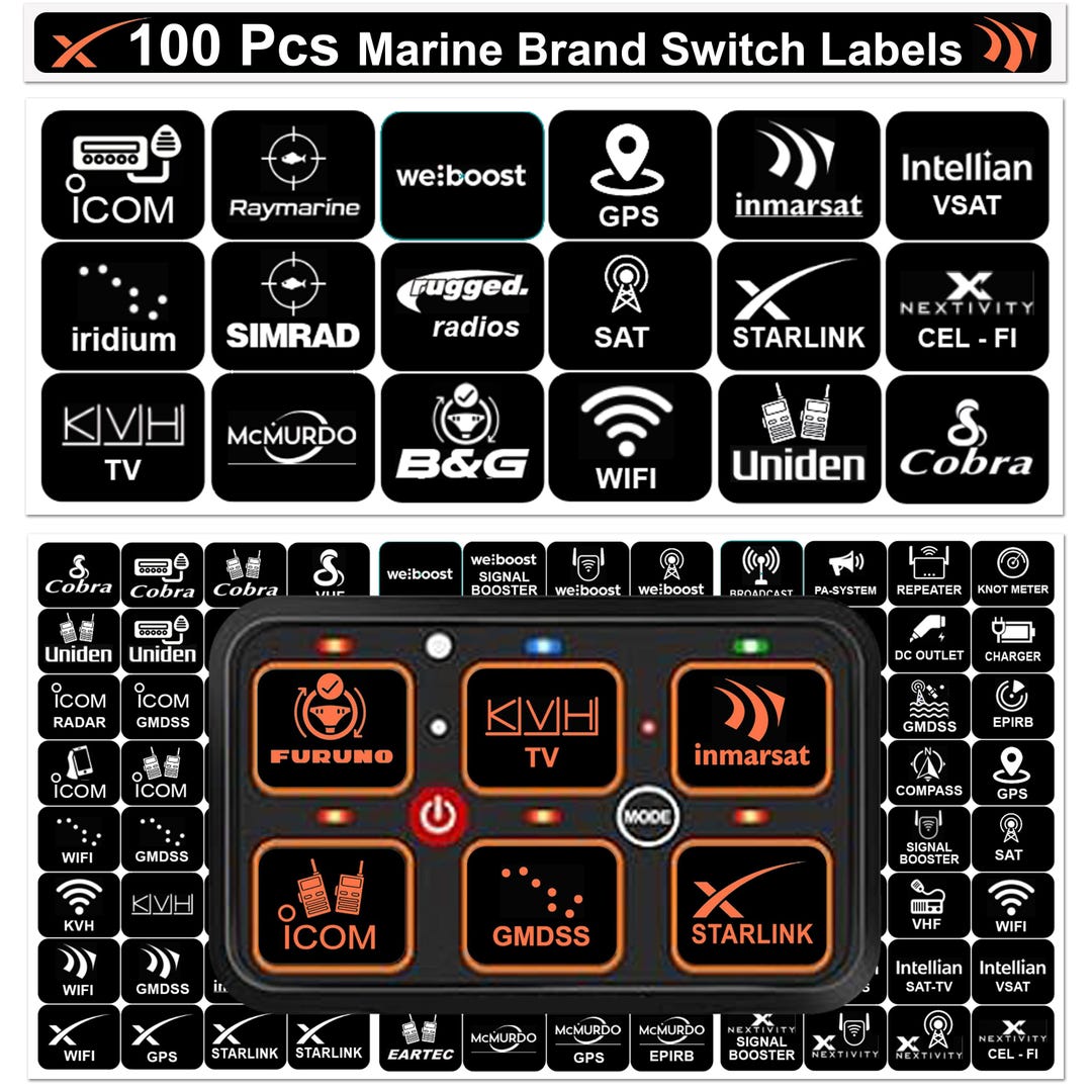 Marine Communication Brands Switch Labels Laminated Backlit Stickers ...