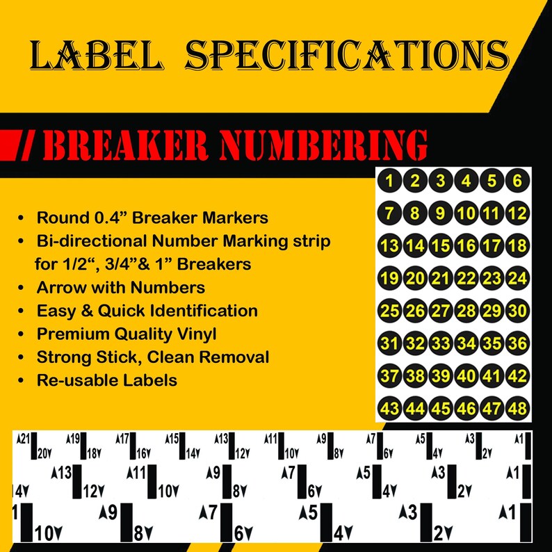Littversions Ultimate 48 Circuits Bidirectional Breaker Directory Label ...
