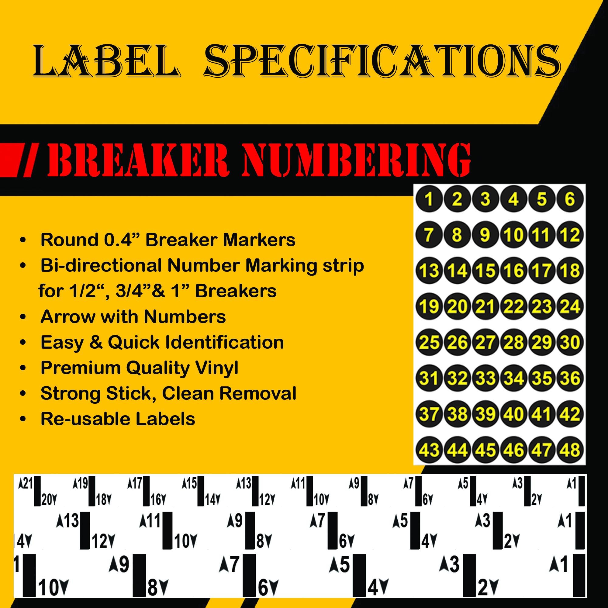 Littversions Ultimate 48 Circuits Bidirectional Breaker Directory Label ...