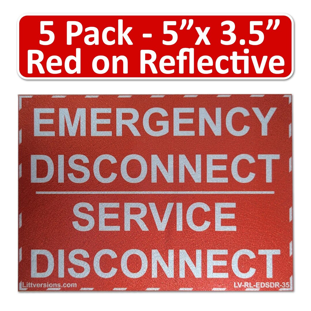 LV 5 Pack 5"x 3.5" Reflective Laminated NEC Compliant Emergency ...
