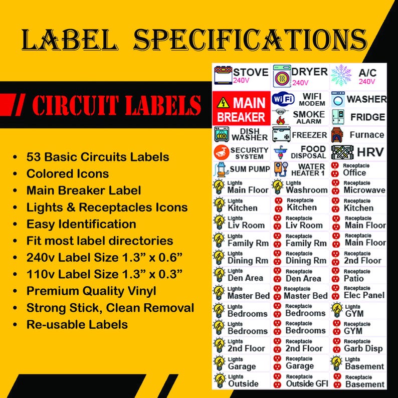 Littversions Premium 40 Circuits Bidirectional for 1" Breaker Directory ...