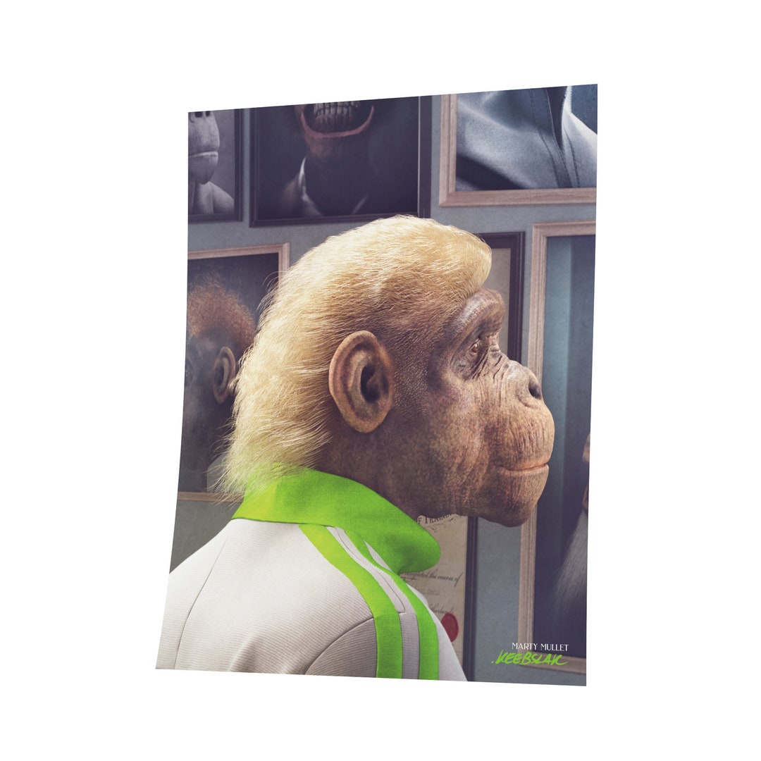 Barber Poster Haircut Classic Monkey Hair Rare Premium Art Chop Unique ...