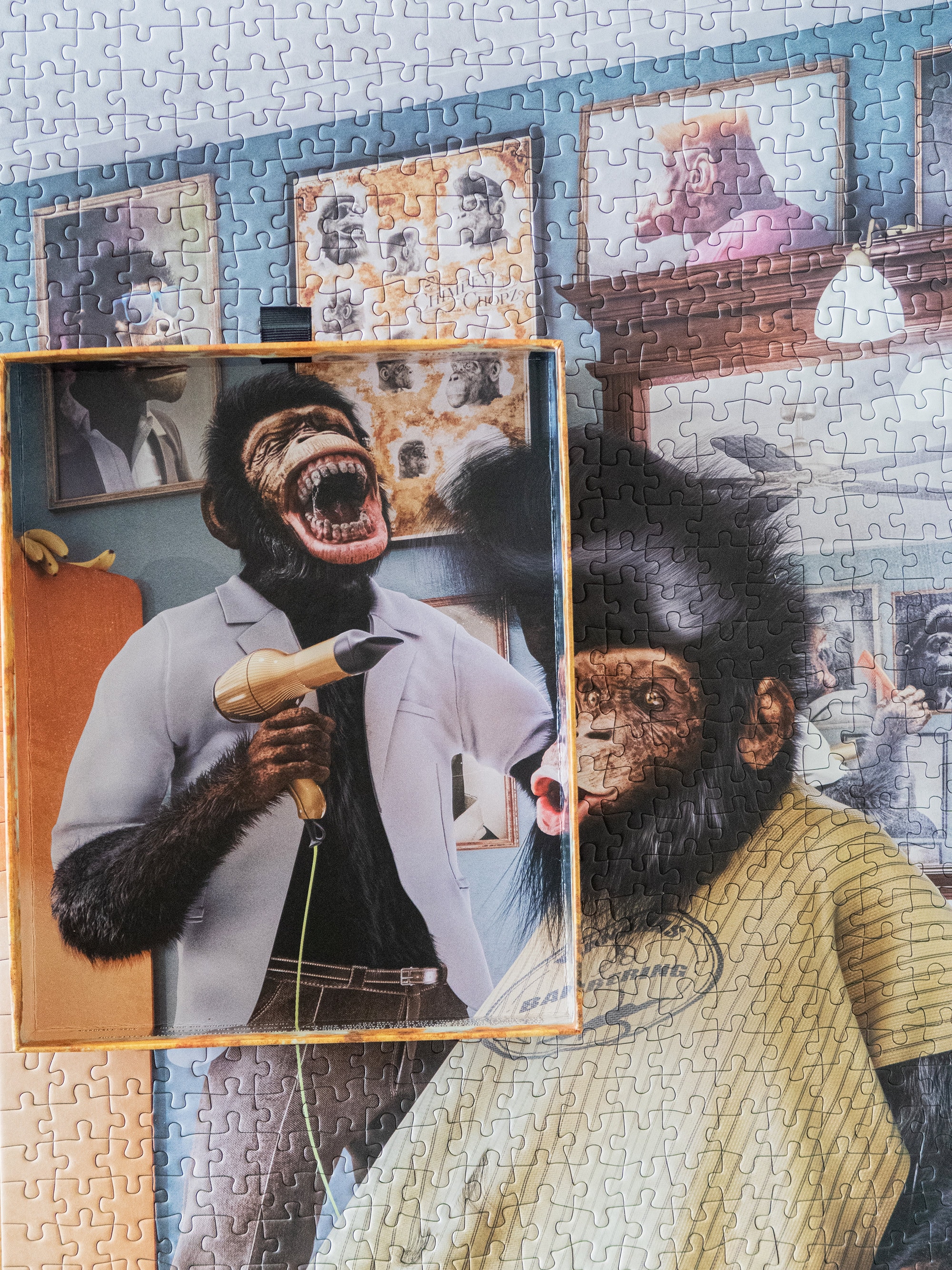 Puzzle 1000 Jigsaw Rare Barber Art Collectible Chimp Wall Unique ...