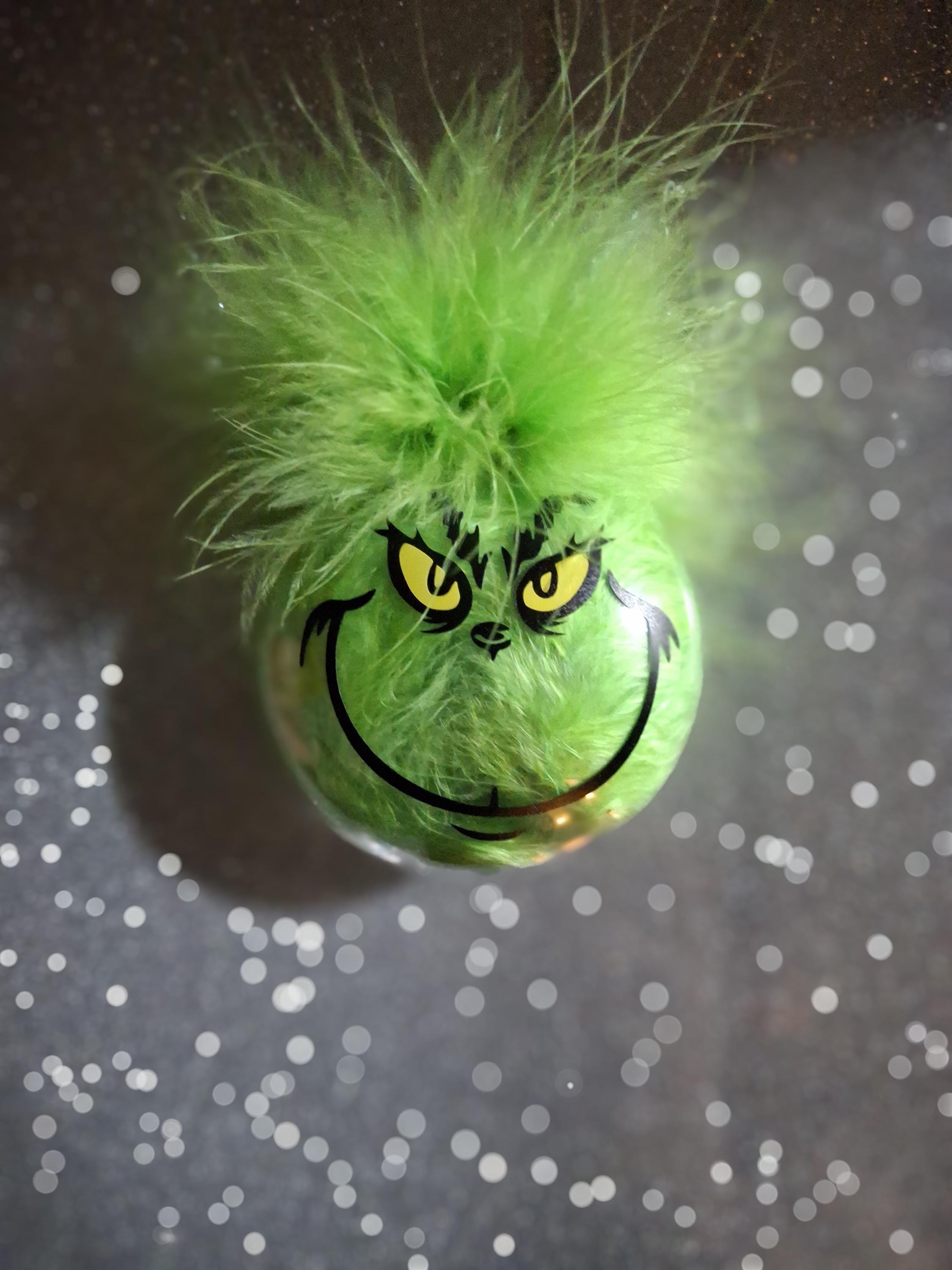 Green GRINCH Ornaments W/hair (6pc.set) - Etsy