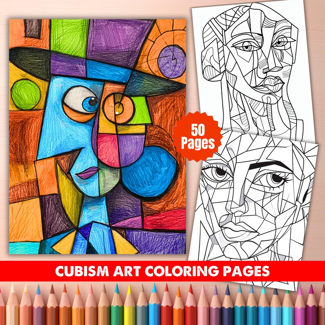 50 Cubism Art Coloring Page – Abstract Modern Face Design - Etsy UK