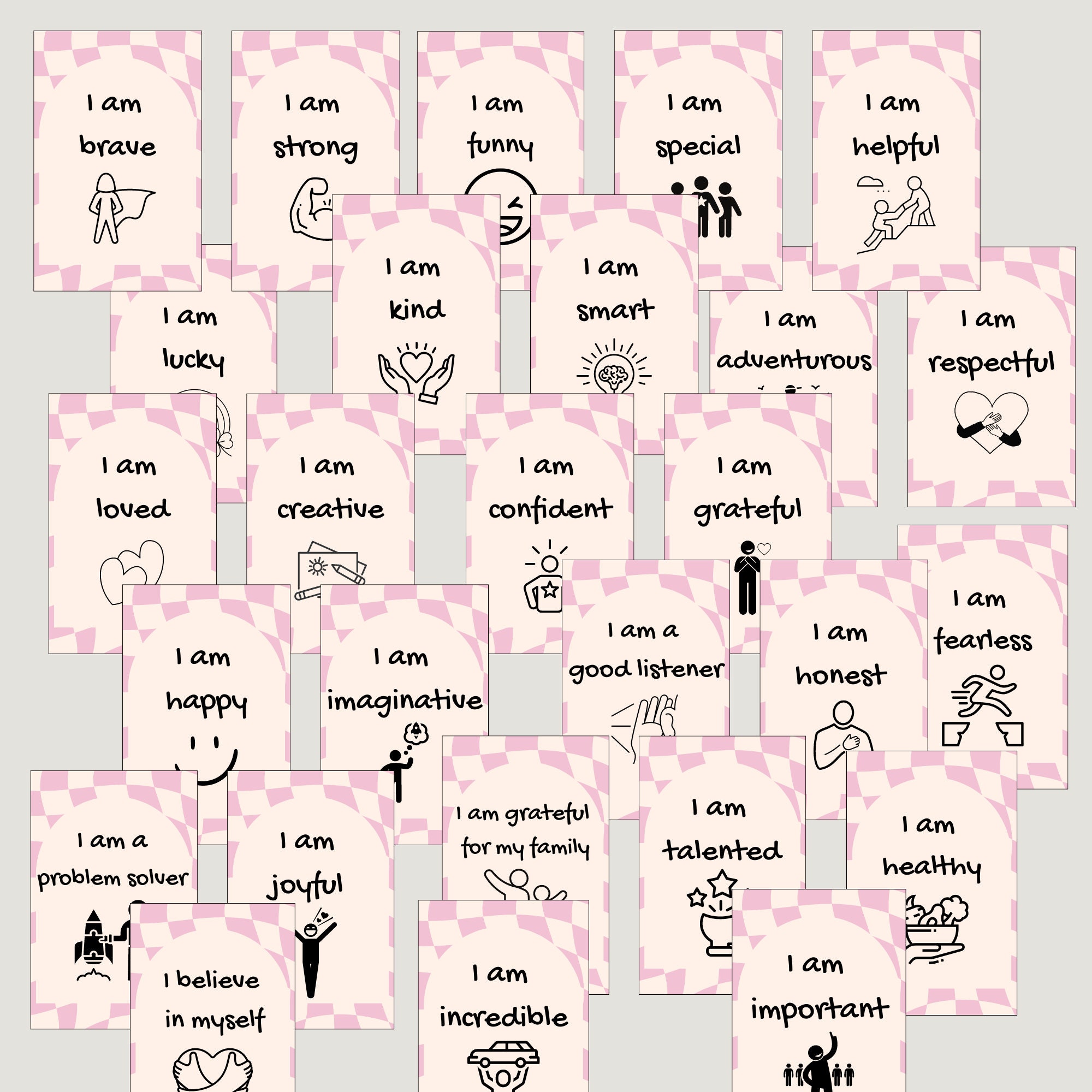 Printable Affirmation Cards for Kids Pretty in Pink Growth Mindset ...
