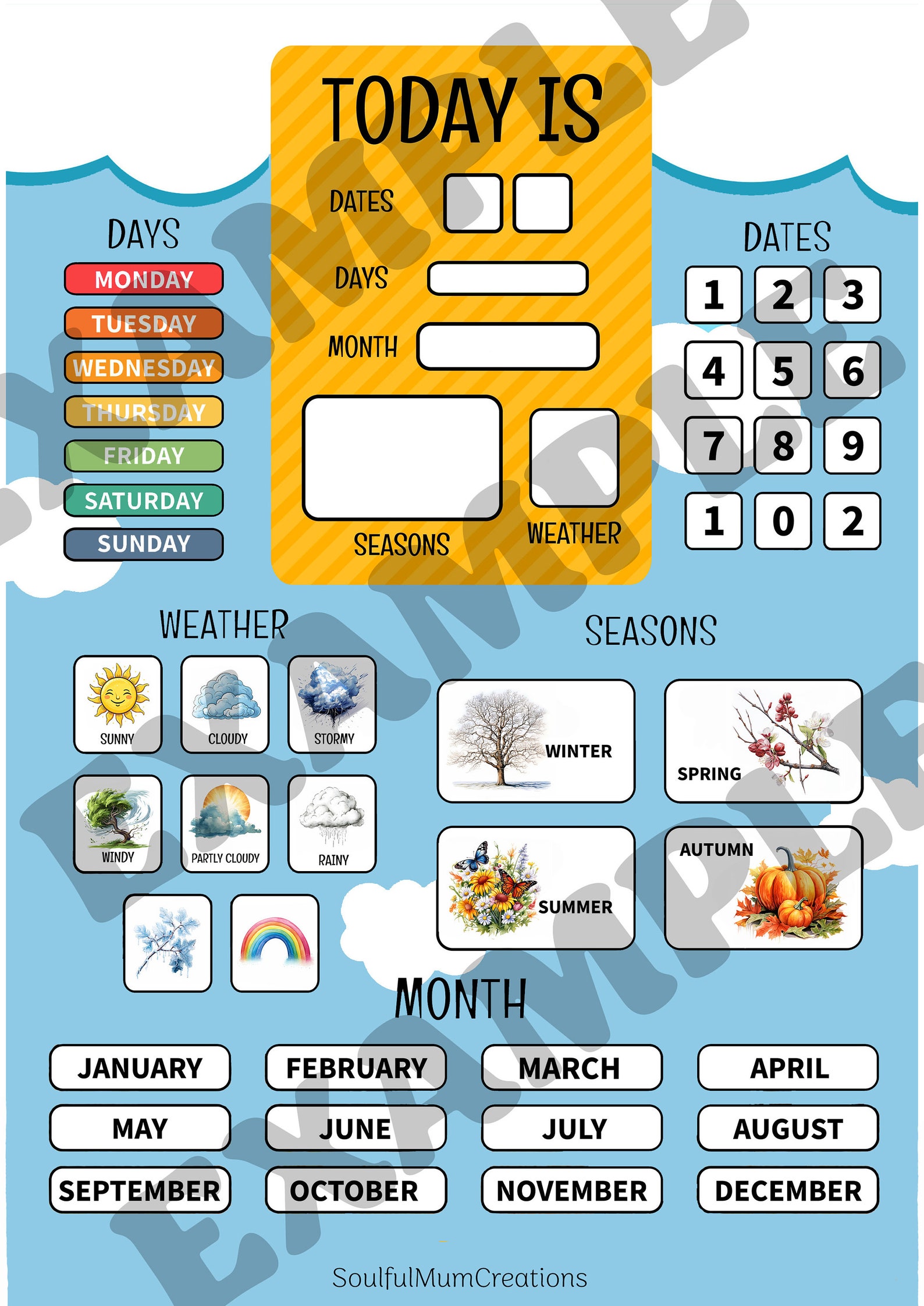 Printable Educational Learning Date & Weather Chart - Homeschooling ...