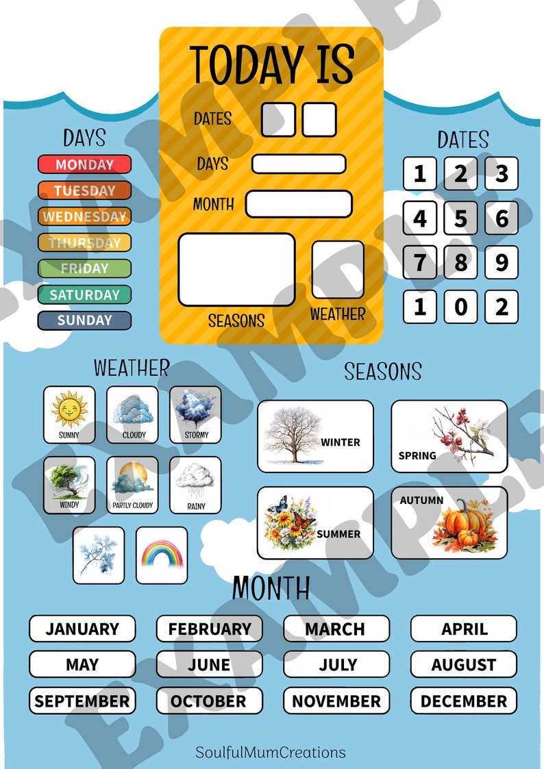 Printable Educational Learning Date & Weather Chart - Homeschooling ...