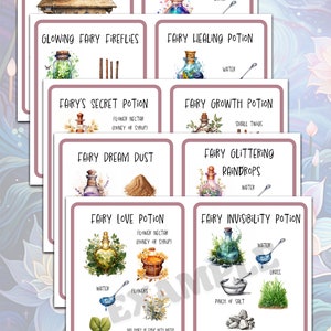 Printable Fairy Potion Mud Kitchen Recipe Cards - Enchanting Learning ...