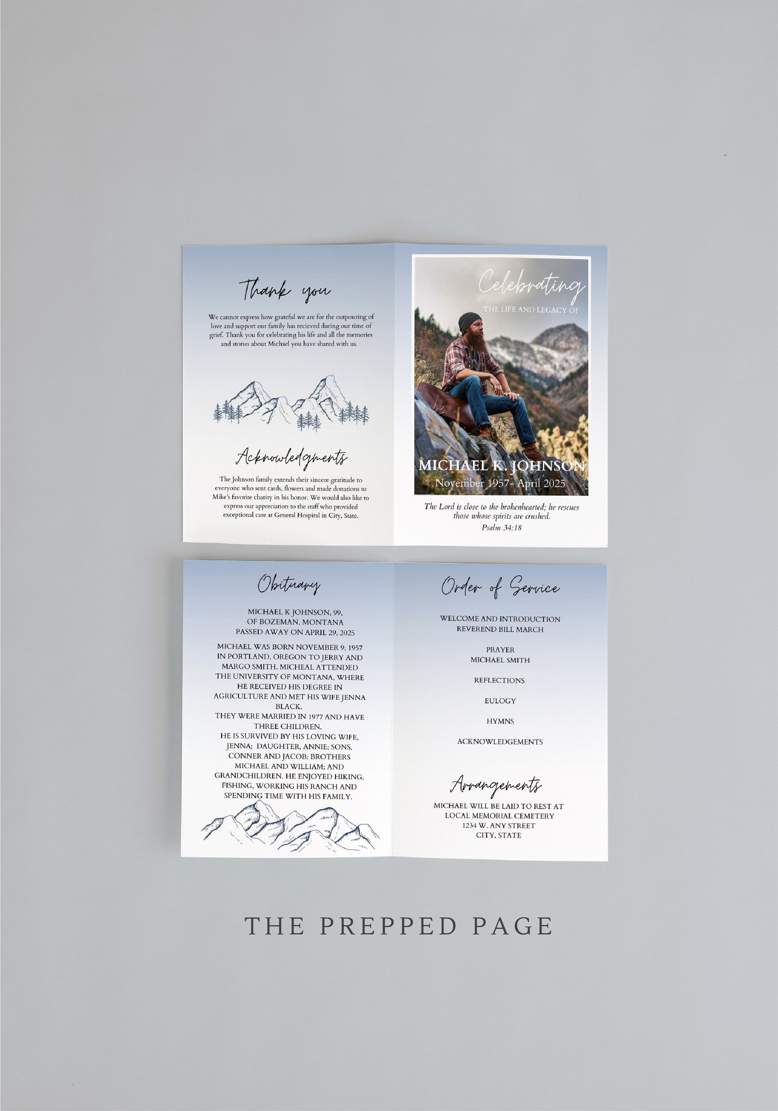 Funeral Program Template, Simple Memorial Program, Printable Funeral ...
