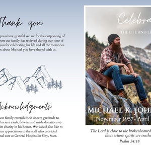 Funeral Program Template, Simple Memorial Program, Printable Funeral ...