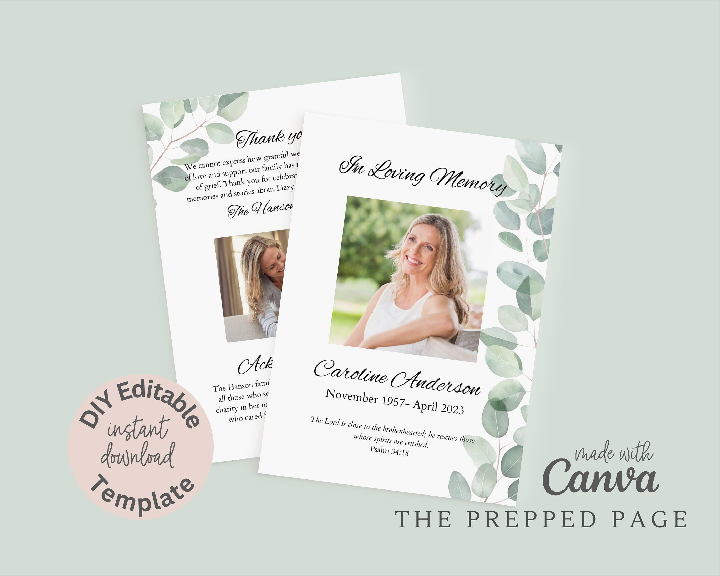 Funeral Program Template, Simple Memorial Program, Printable Funeral ...