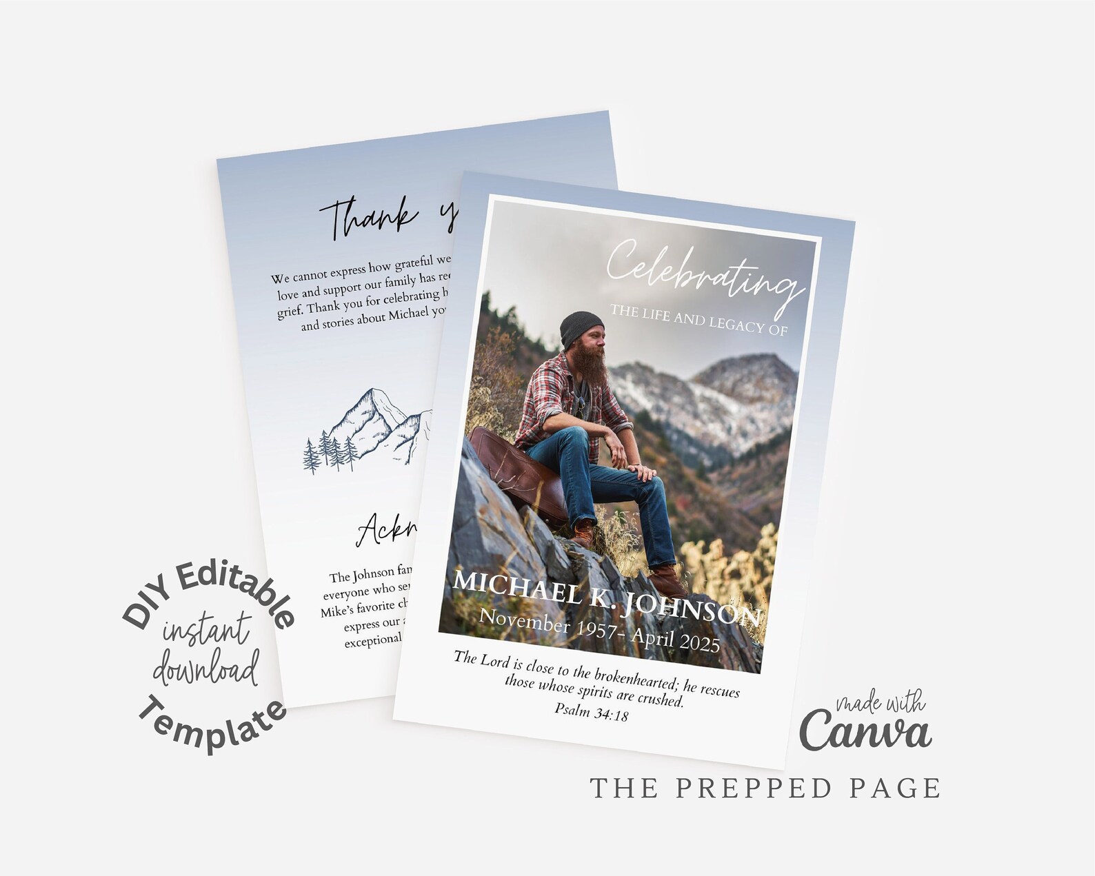 Funeral Program Template, Simple Memorial Program, Printable Funeral ...