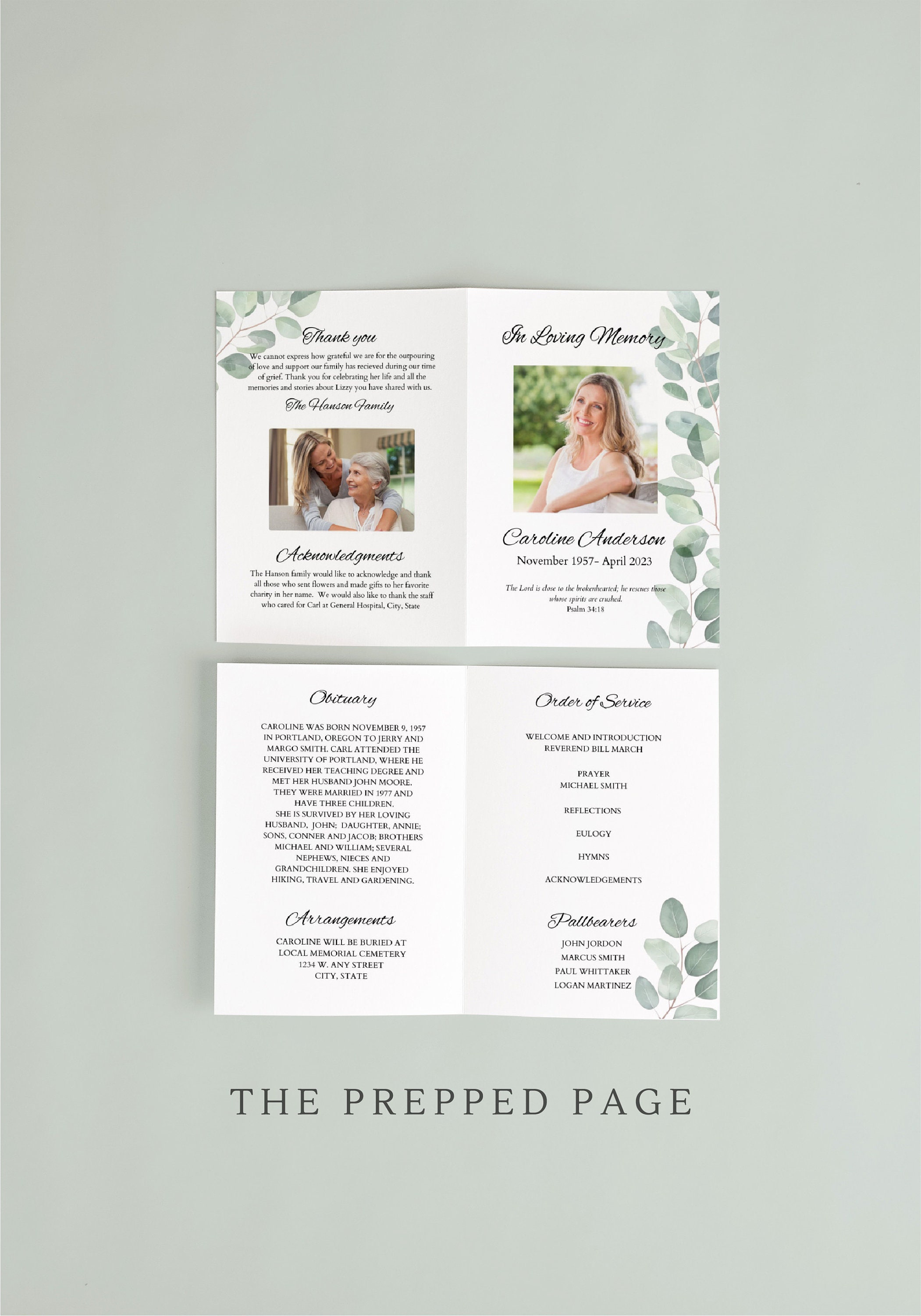 Funeral Program Template, Simple Memorial Program, Printable Funeral ...