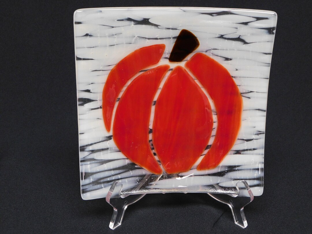 102 Halloween/fall Fused Glass Plate Orange/white - Etsy