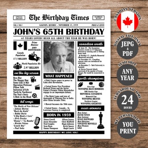 Canada in 1959, Canadian 65th Birthday Newspaper Poster, Back in 1959 ...