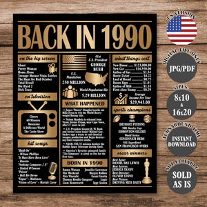 Gold Back in 1990 Poster 35 Years Ago, What Happened in 1990, 35th ...