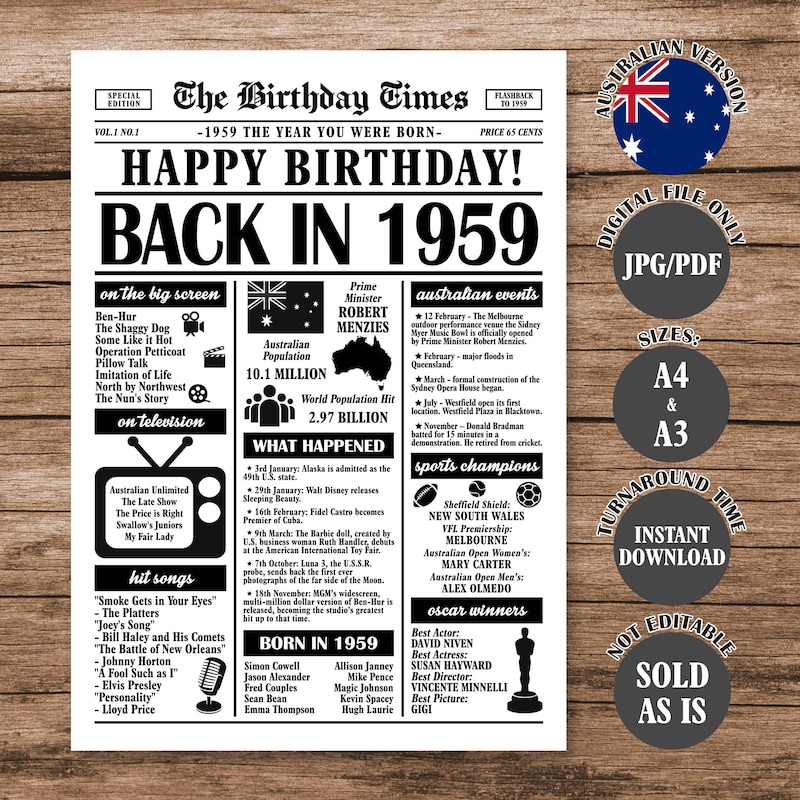 Vintage Calendar 1959 - Etsy