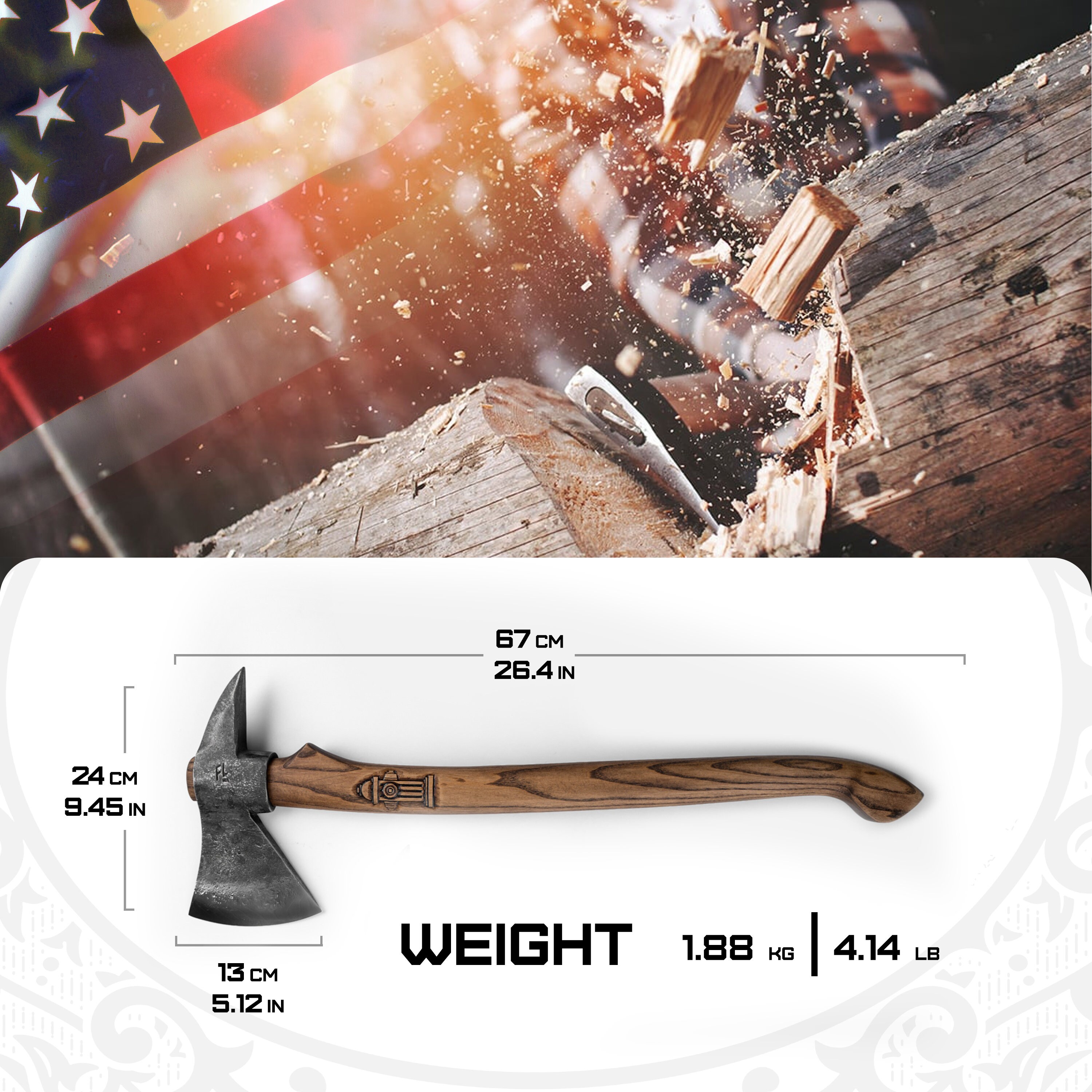 Hand-forged Firefighting Hatchet, Splitting Axe, Fireman Bearded Axe ...