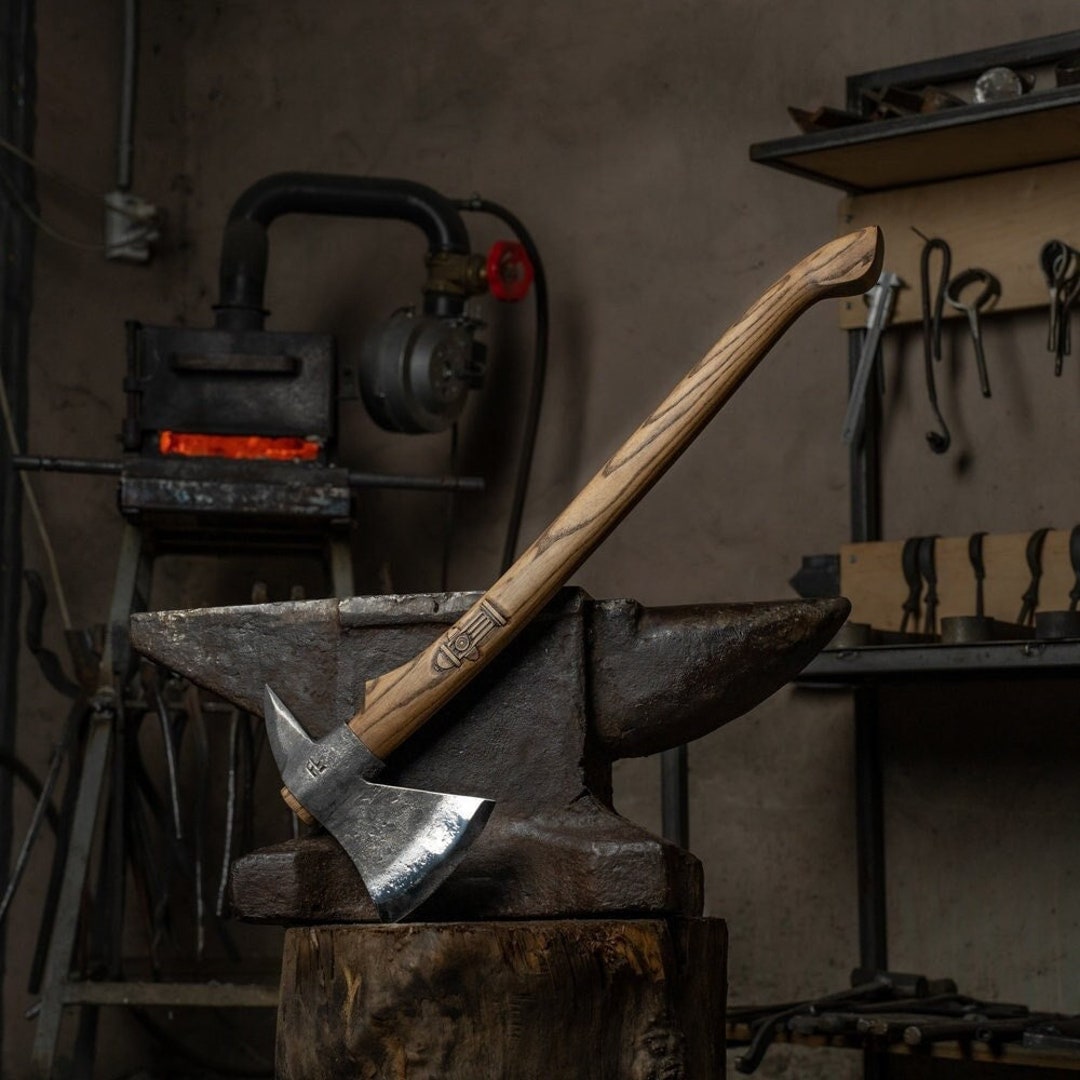 Hand-forged Firefighting Hatchet, Splitting Axe, Fireman Bearded Axe ...