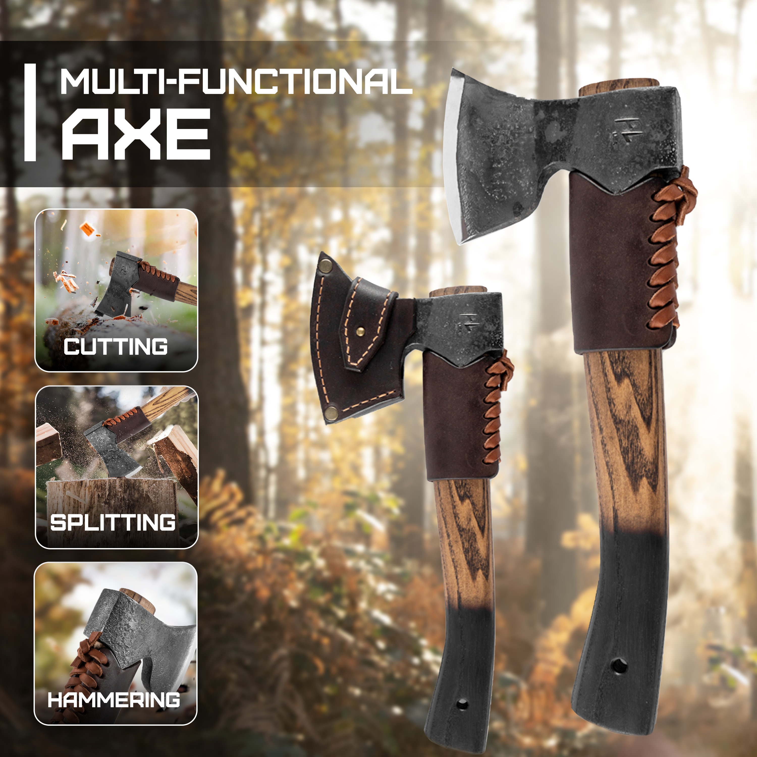 Small Carving Axe With Leather Handle Guard Collar Carpenter - Etsy