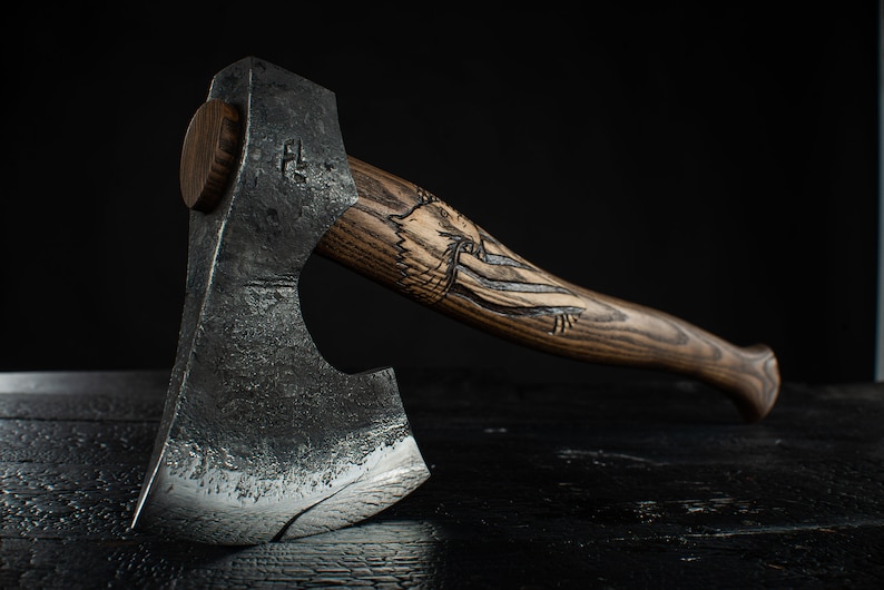 Balto Slavic Axe With Carved Handle and Leather Case, Camping Hatchet, Carving Axe, Carpenter ...