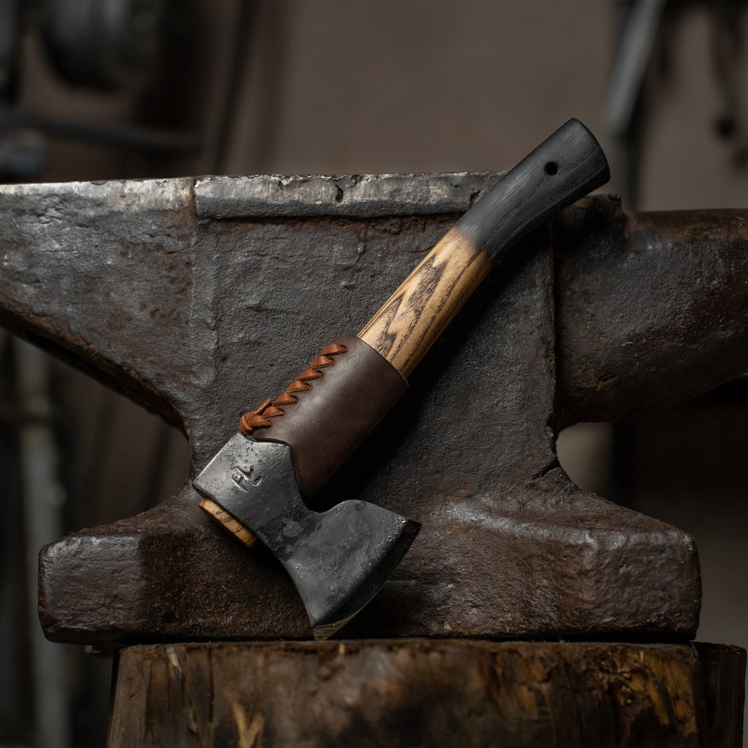 Small Carving Axe With Leather Handle Guard Collar, Carpenter Axe ...