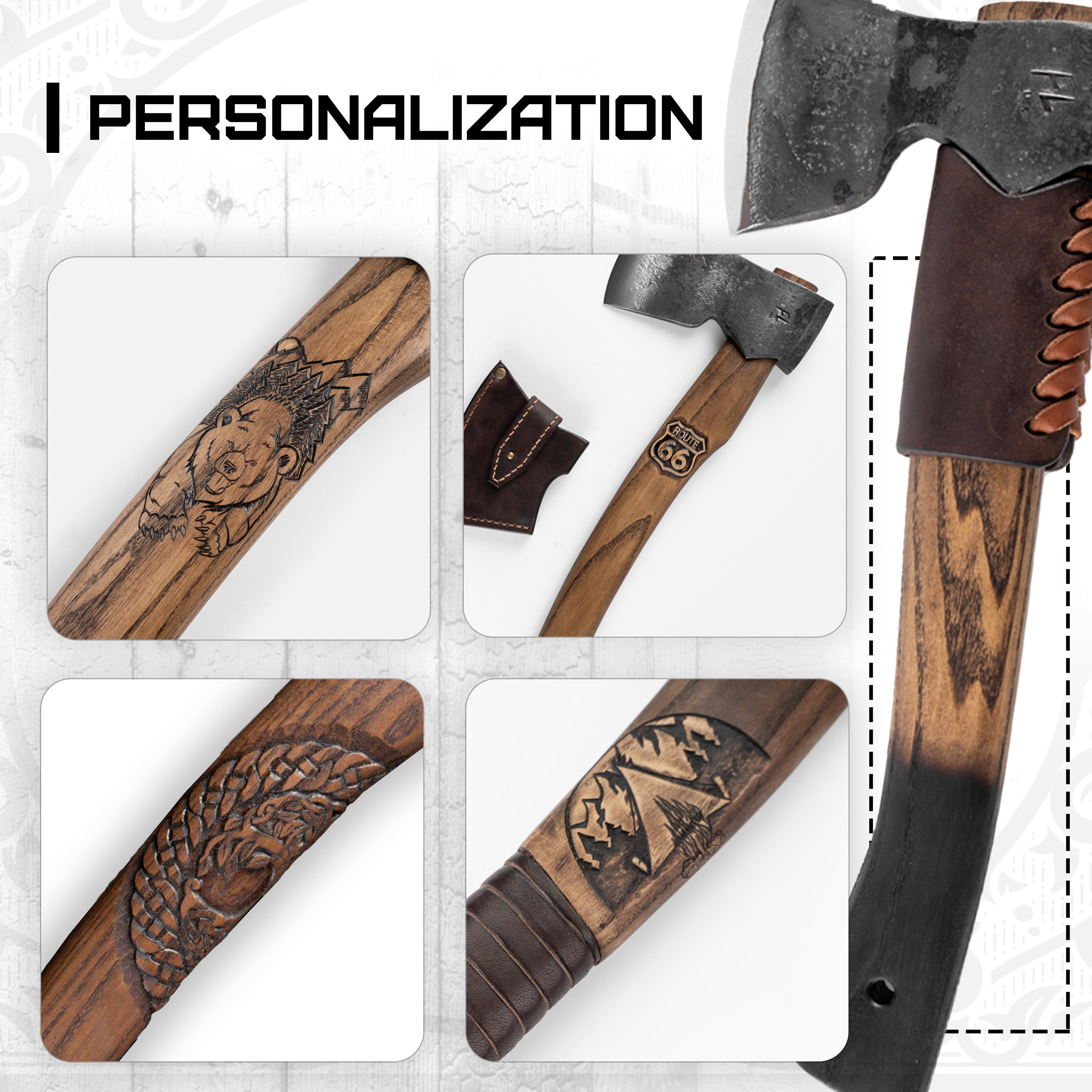 Small Carving Axe With Leather Handle Guard Collar Carpenter - Etsy