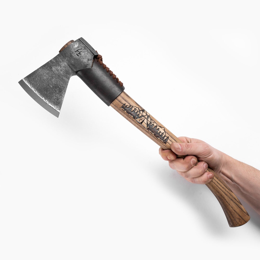 Scandinavian Forest Axe, Bushcraft Axe, Hand Forged Axe With Leather ...