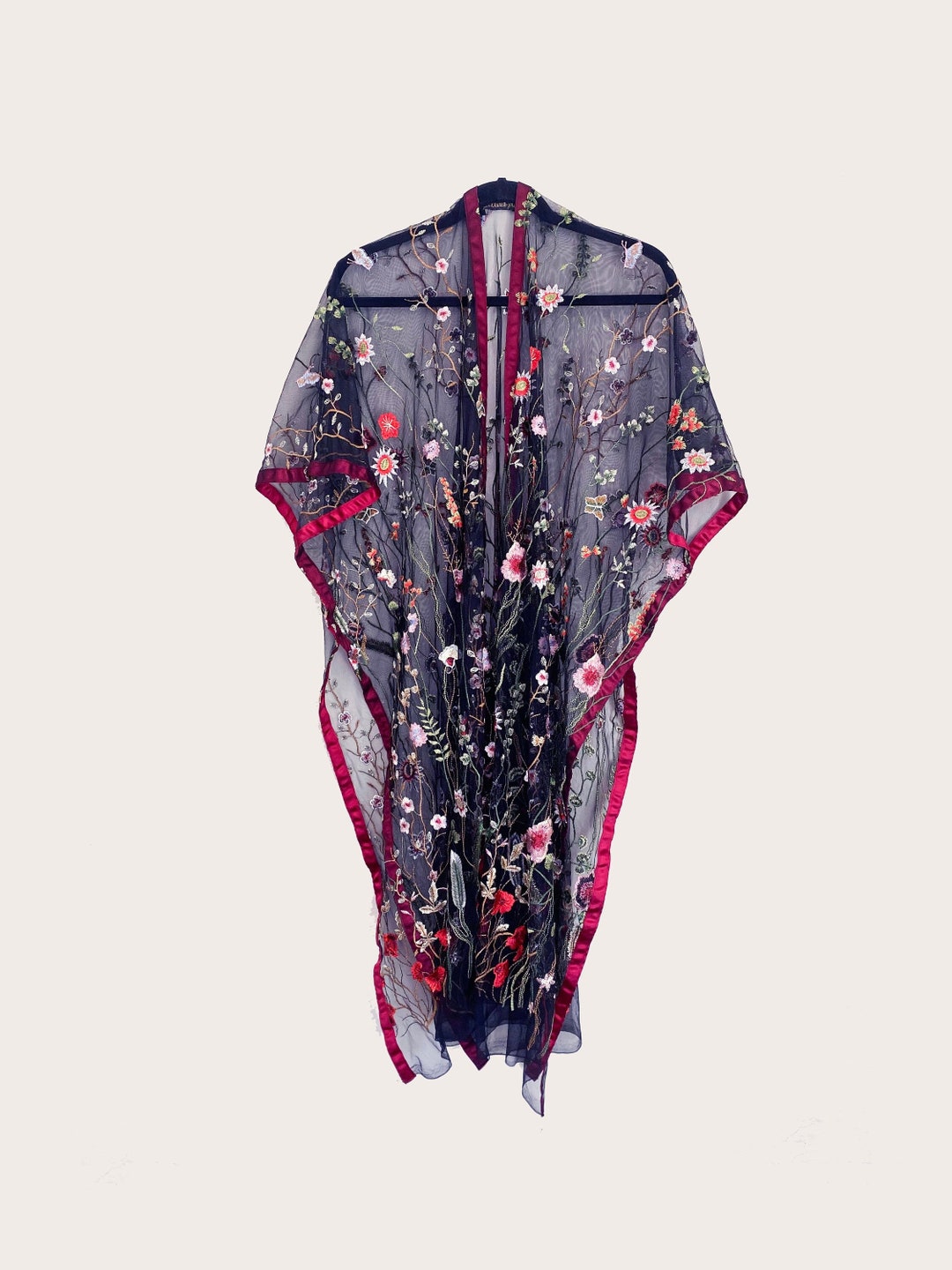 Floral Embroidered Duster Cardigan - Etsy