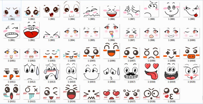 1029cartoon Face Expression Reaction Emoji Set of Collection Png, Cute ...
