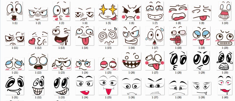 1029cartoon Face Expression Reaction Emoji Set of Collection Png, Cute ...