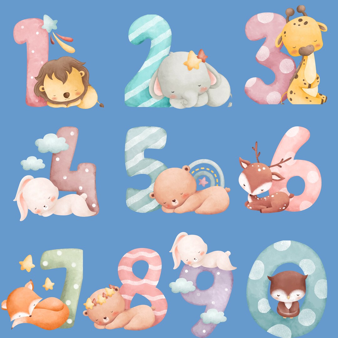 Safari Number Clip Art Printable Numbers 0-9 Digital - Etsy