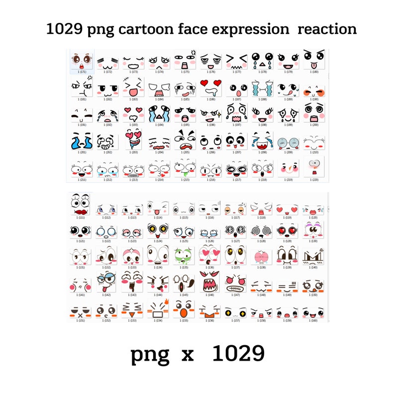 1029cartoon Face Expression Reaction Emoji Set of Collection Png, Cute ...