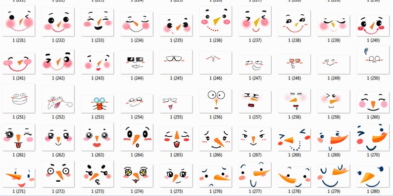1029cartoon Face Expression Reaction Emoji Set of Collection Png, Cute ...