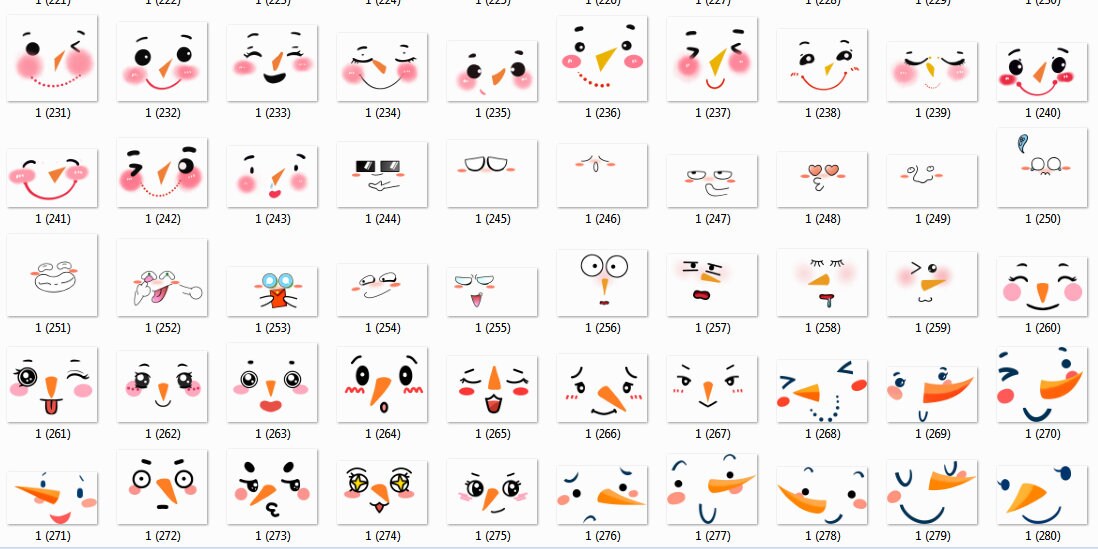 1029cartoon Face Expression Reaction Emoji Set of Collection Png, Cute ...