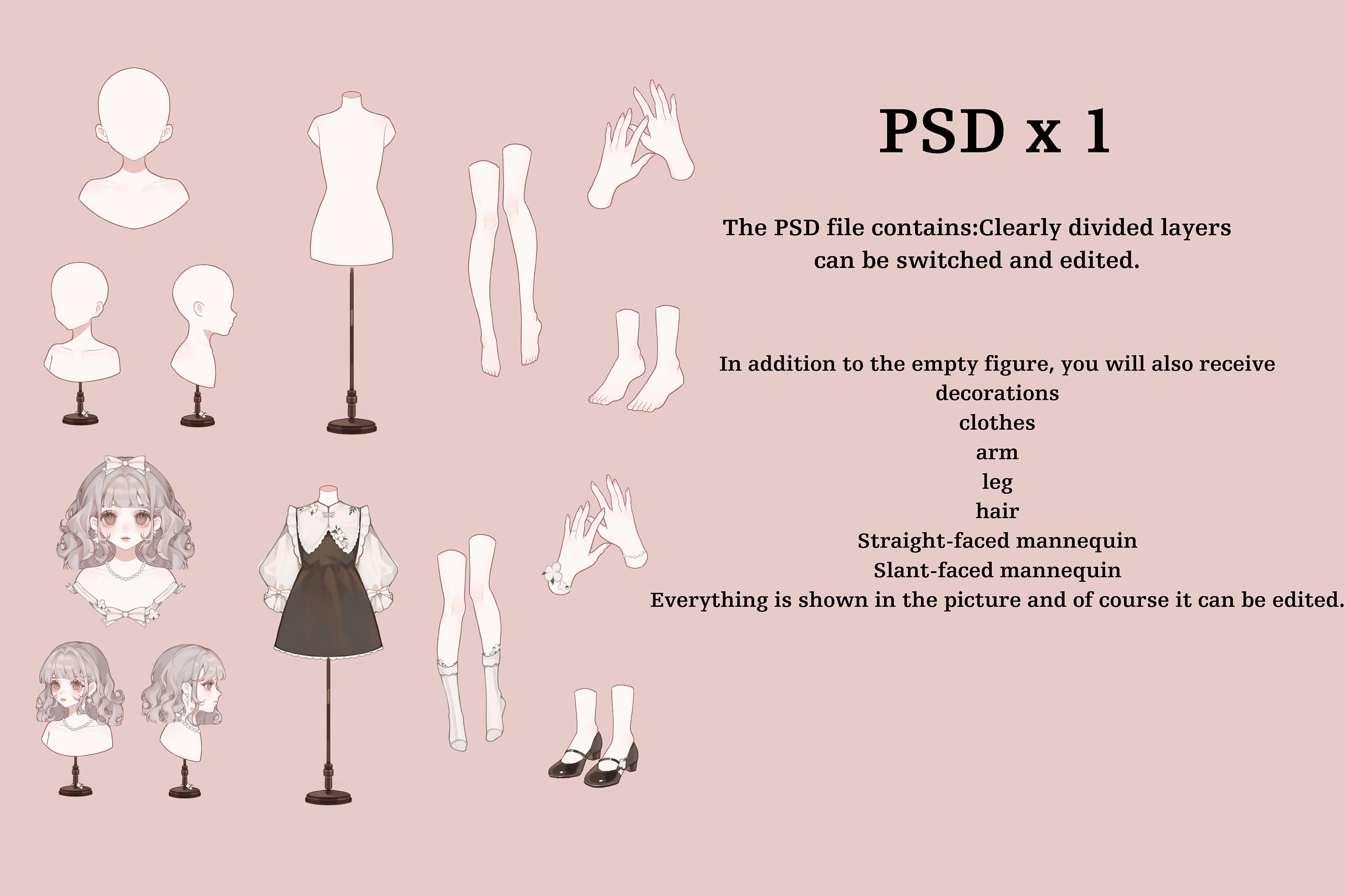Body Base PSD |female Body Base | Unrigged | Custom Character Base ...