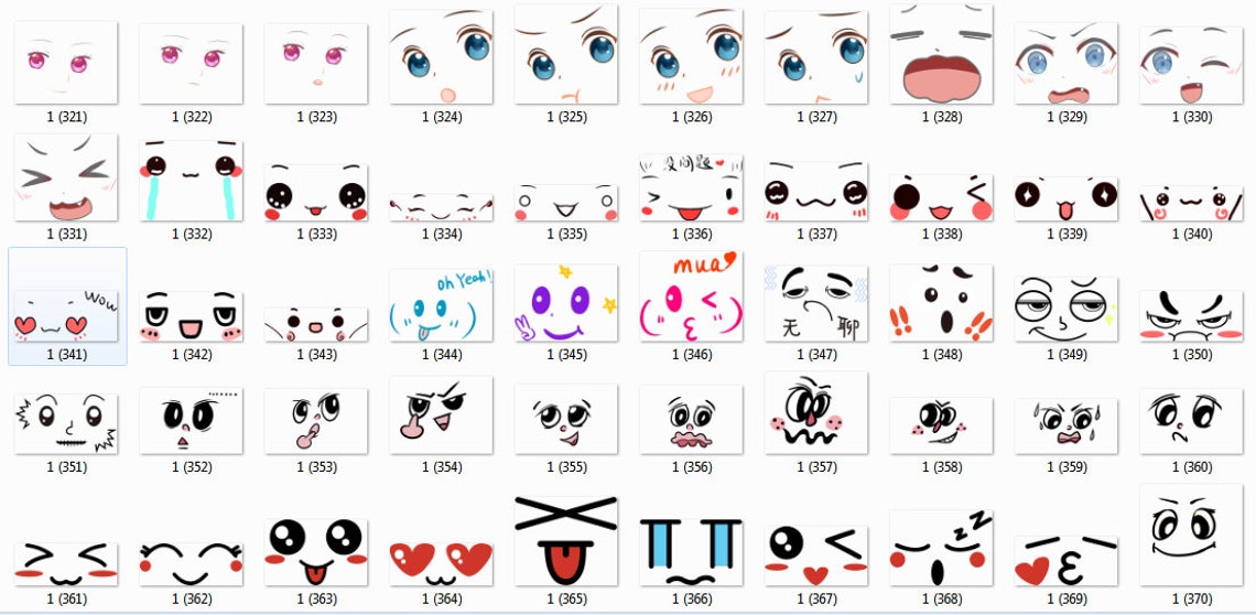 1029cartoon Face Expression Reaction Emoji Set of Collection Png, Cute ...