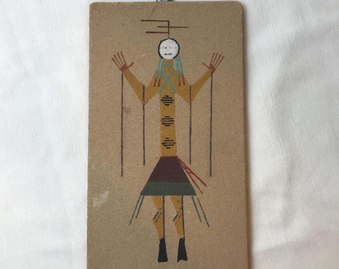 Vintage Navajo Sand Art Depicting a Yei Dancer. Native American ...