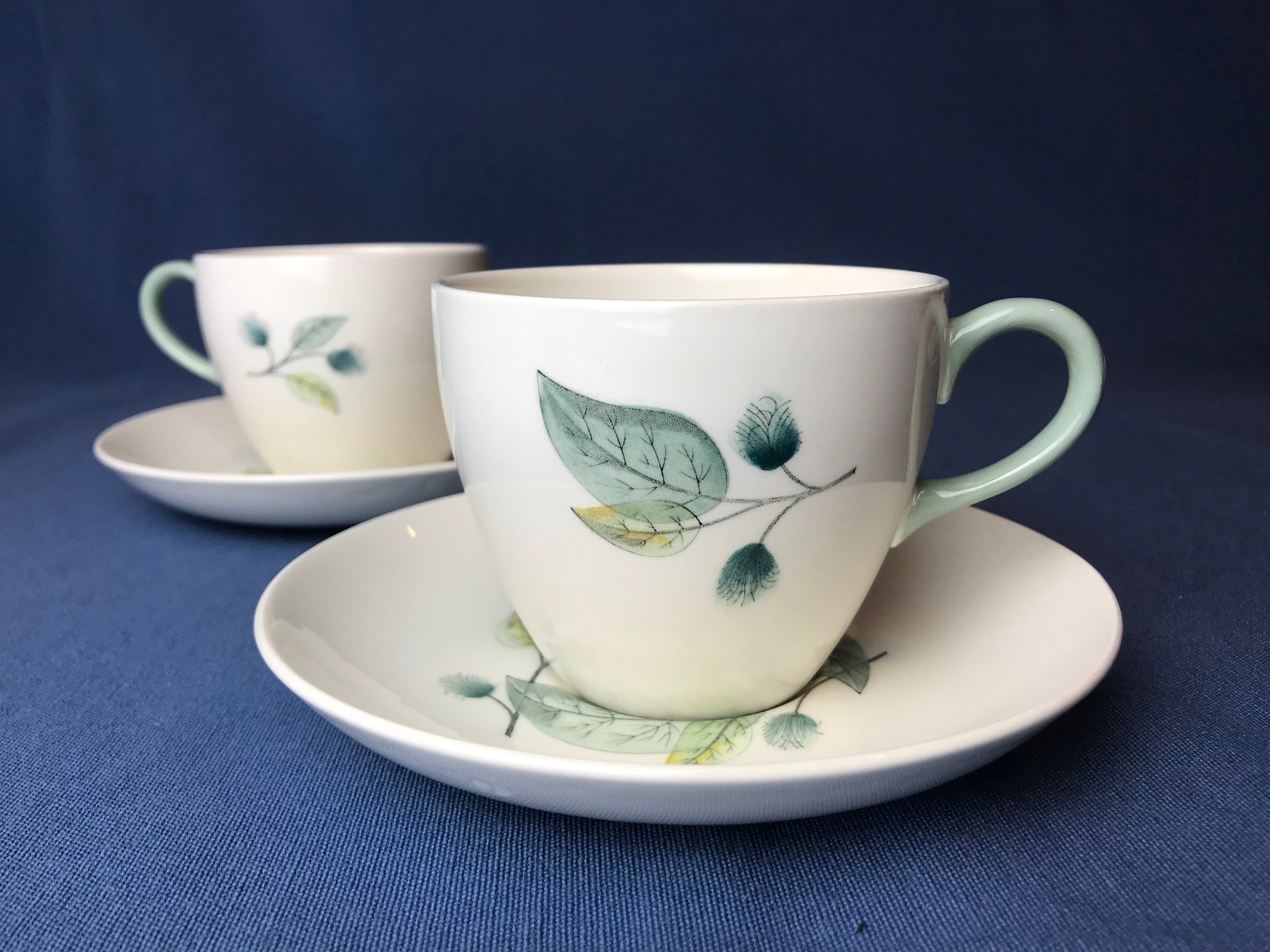 Woodbury by Wedgwood. 2 Teacup and Saucer Sets. MCM Vintage 1957 1965. Fine China Made in ...