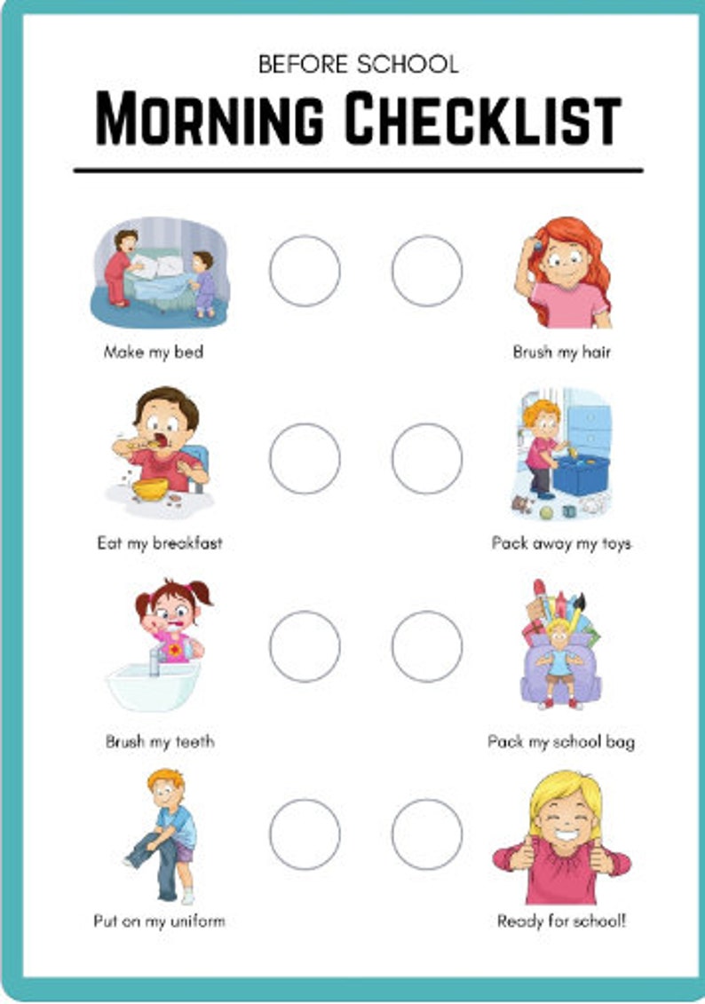 Children's Morning Checklist Routine - Etsy