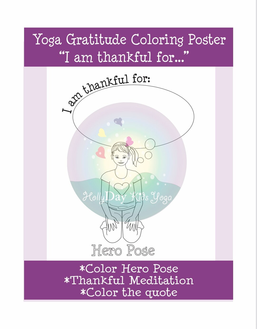 Kids Yoga Coloring, “i’m Thankful For,” Meditation, and Color the Quote ...