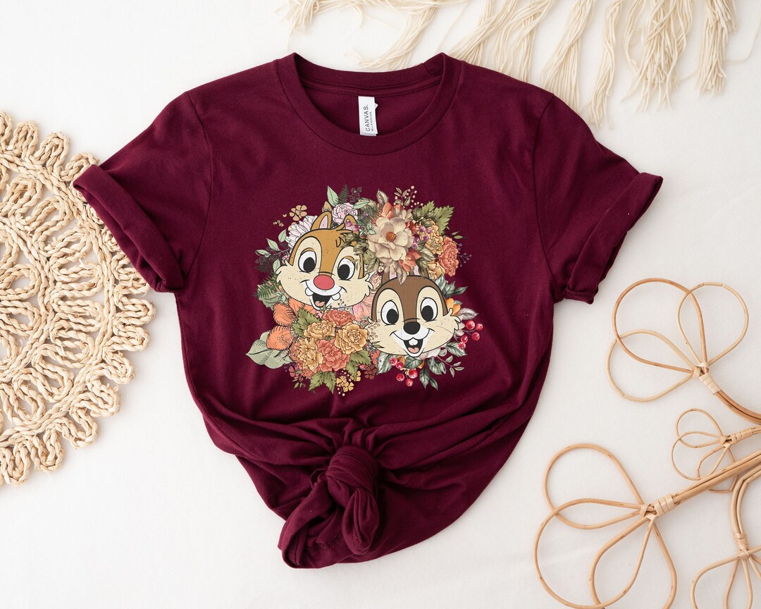 Disney Floral Chip and Dale Shirt, Vintage Chip and Dale Flower Shirt ...